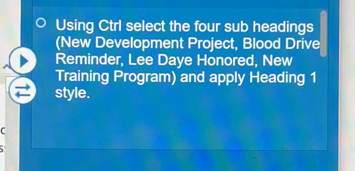 Solved Using Ctrl select the four sub headings (New | Chegg.com