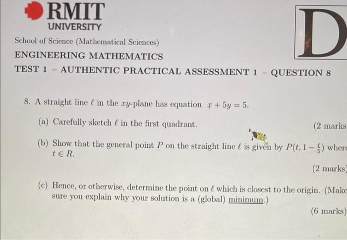 Solved UNIVERSITY School of Science (Mathematical Sciences) | Chegg.com