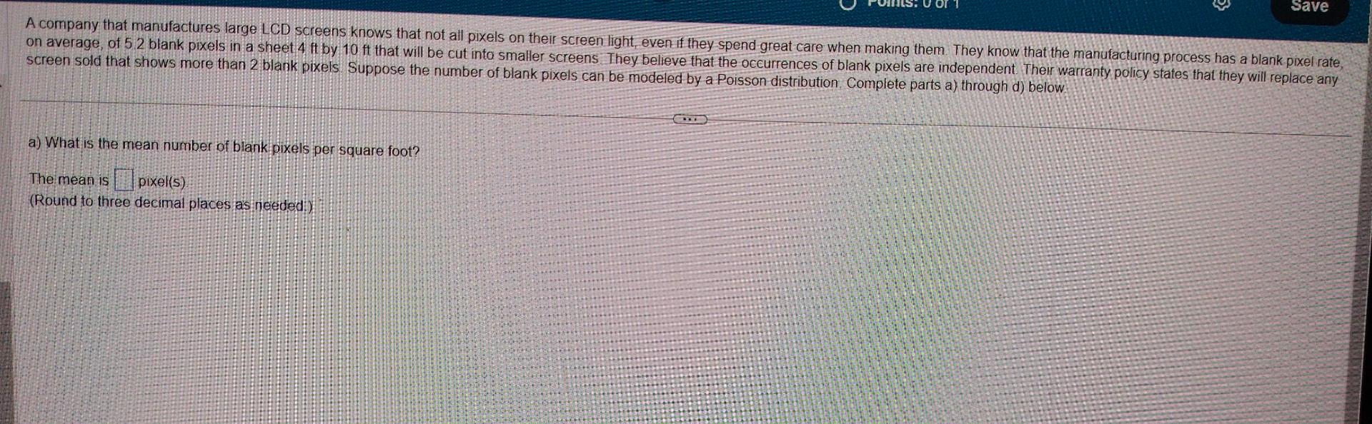 Solved screen sold that shows more than 2 blank pixels | Chegg.com