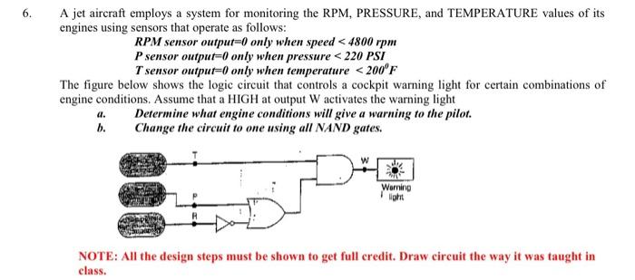 Solved 6. A jet aircraft employs a system for monitoring the | Chegg.com