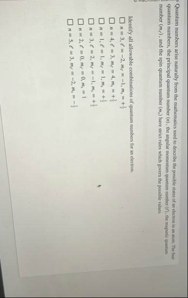 Solved Quantum numbers arise naturally from the mathematics | Chegg.com