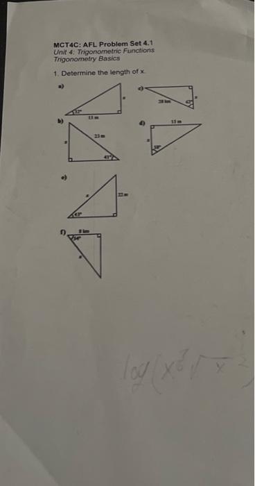 Solved MCT4C: AFL. Problem Set 4.1 Unit 4: Trigonornetric | Chegg.com