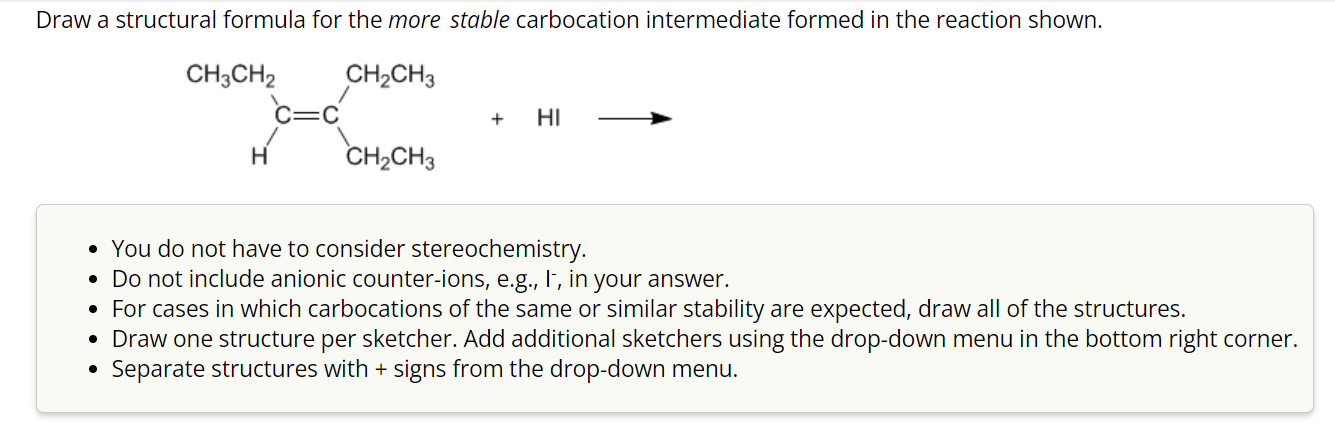 Solved Draw a structural formula for the more stable | Chegg.com