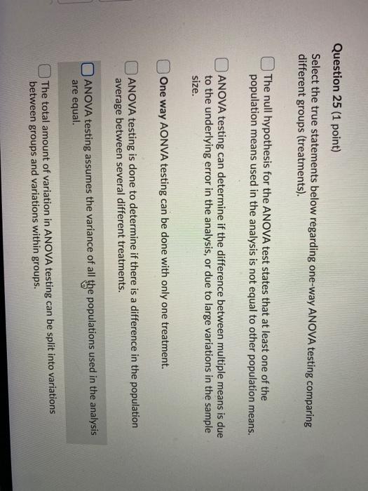 Solved Question 25 (1 point) Select the true statements | Chegg.com