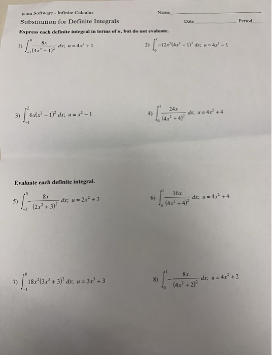 Solved Kuta Software - Infinite Calculus Name Substitution | Chegg.com