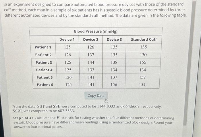 Solved In an experiment designed to compare automated blood | Chegg.com