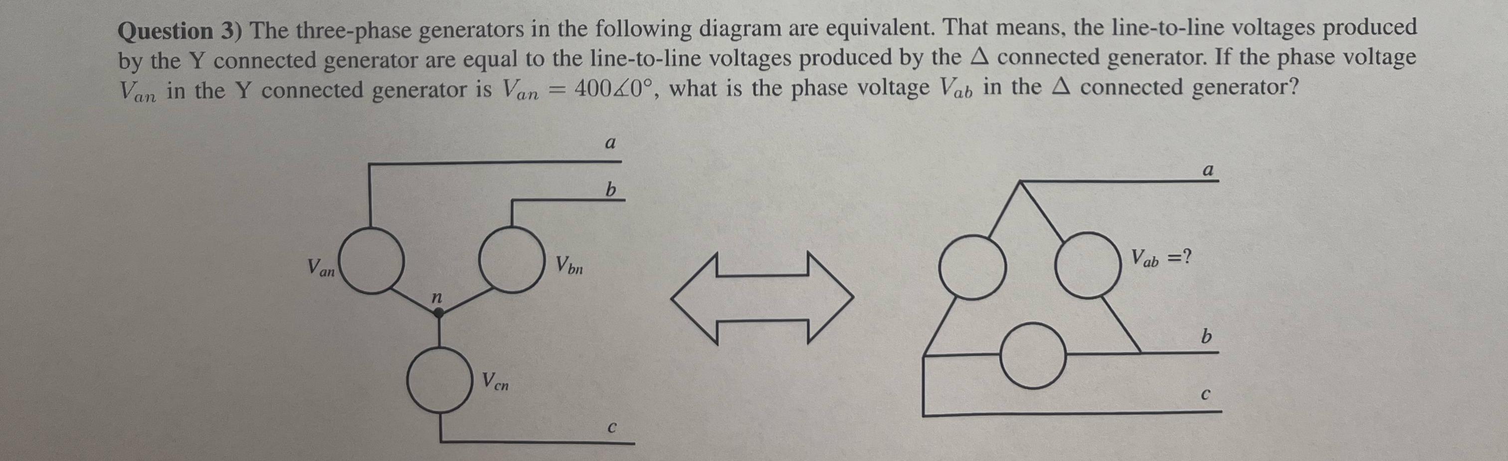 Solved Question 3) ﻿The three-phase generators in the | Chegg.com