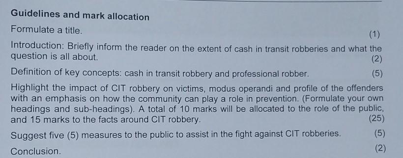 Guidelines and mark allocation Formulate a title. | Chegg.com