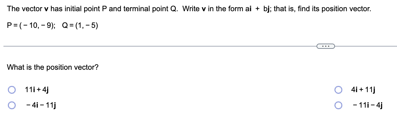 Solved The vector v ﻿has initial point P ﻿and terminal point | Chegg.com