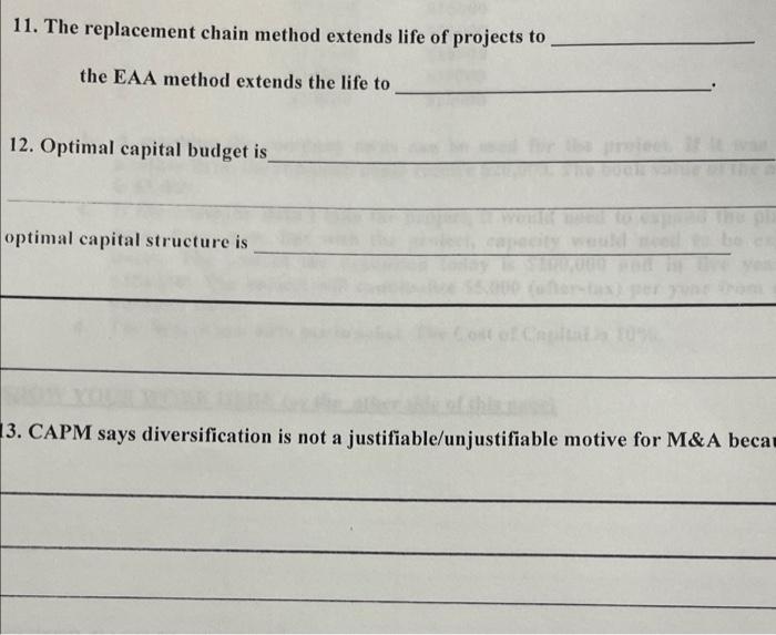 Solved 11. The replacement chain method extends life of | Chegg.com