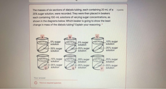 Solved 2 points The masses of six sections of dialysis | Chegg.com