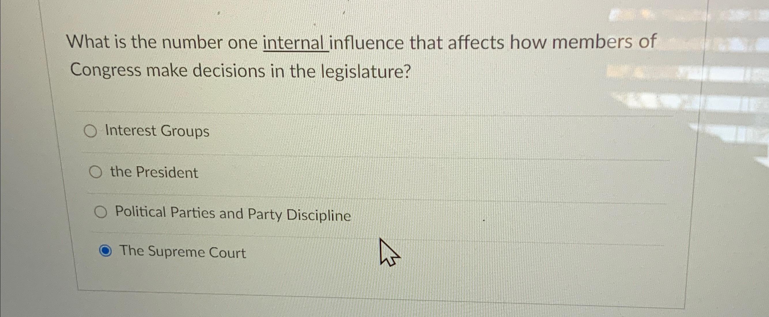 Solved What is the number one internal influence that | Chegg.com