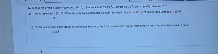 Solved Recall that the prefix p (pico) represents 10−12,n | Chegg.com