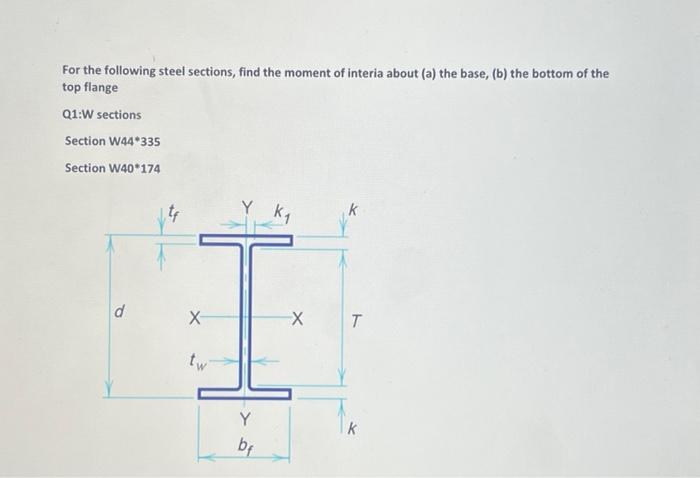 Solved For the following steel sections, find the moment of | Chegg.com