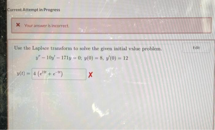 Solved Current Attempt in Progress Your answer is incorrect. | Chegg.com