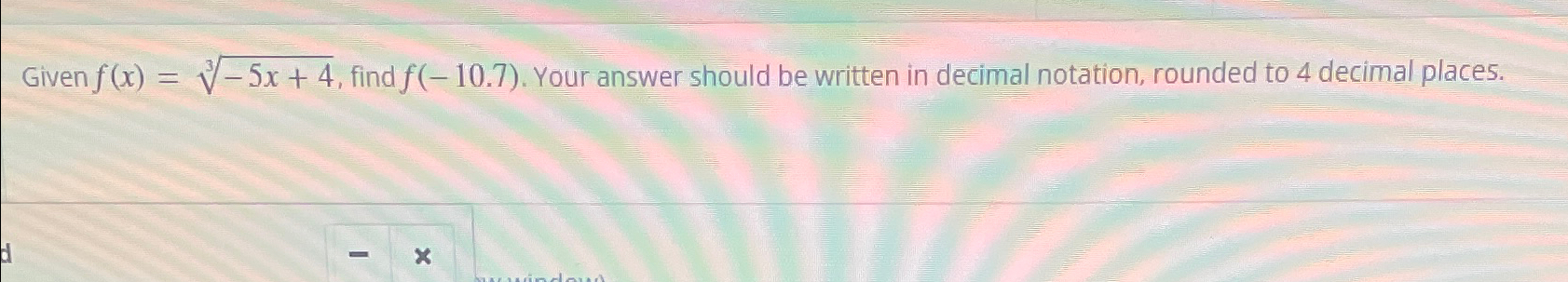 Solved Given f(x)=-5x+43, ﻿find f(-10.7). ﻿Your answer | Chegg.com