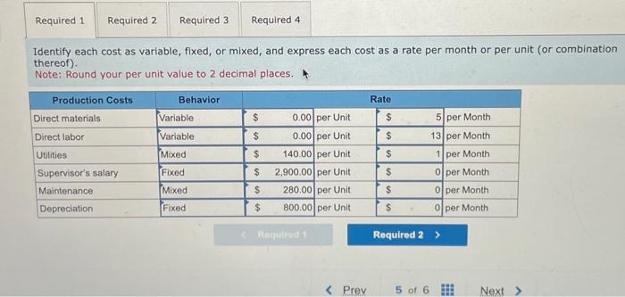Solved 1. Identify each cost as variable, fixed, or mixed, | Chegg.com