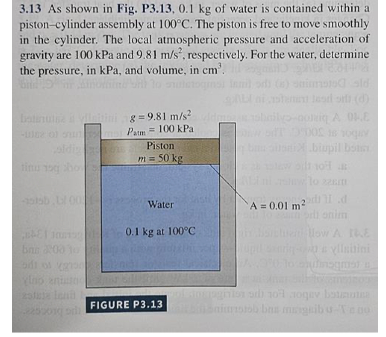 Solved 3.13 ﻿As shown in Fig. P3.13, 0.1kg ﻿of water is | Chegg.com