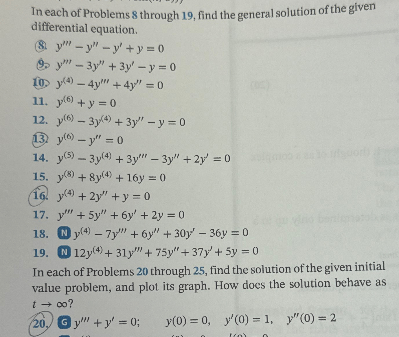 In each of Problems 8 ﻿through 19, ﻿find the general | Chegg.com