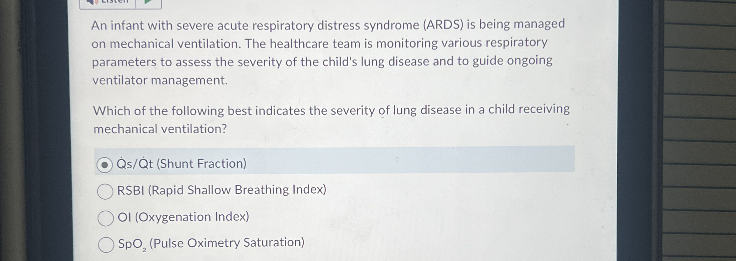 Solved An infant with severe acute respiratory distress | Chegg.com