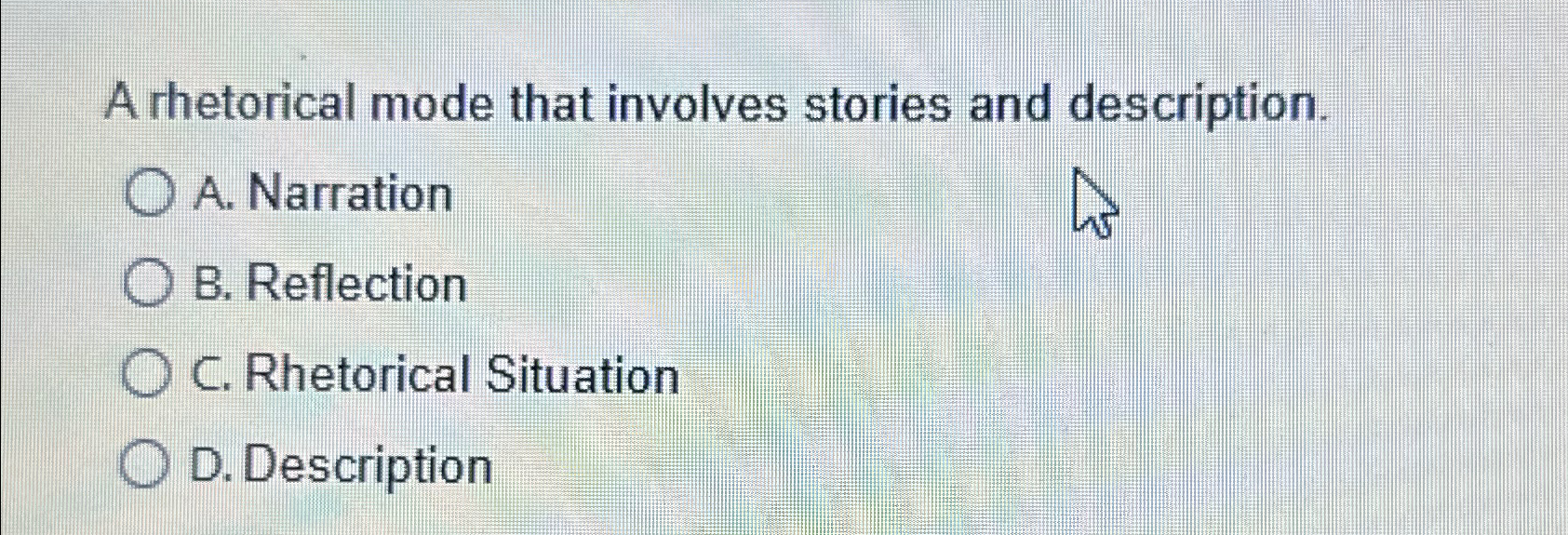 Solved A rhetorical mode that involves stories and | Chegg.com