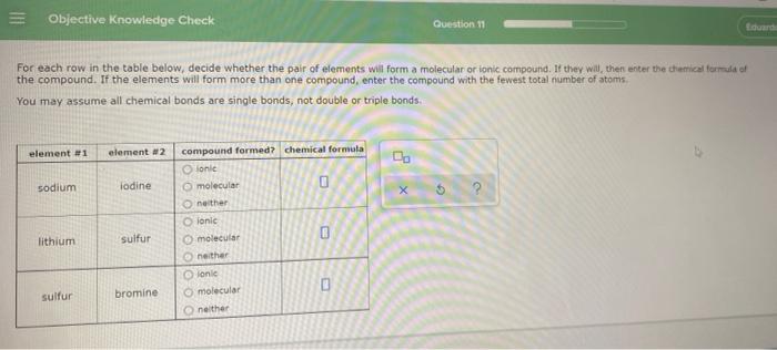 Solved Objective knowledge Check Question 11 For each row in | Chegg.com