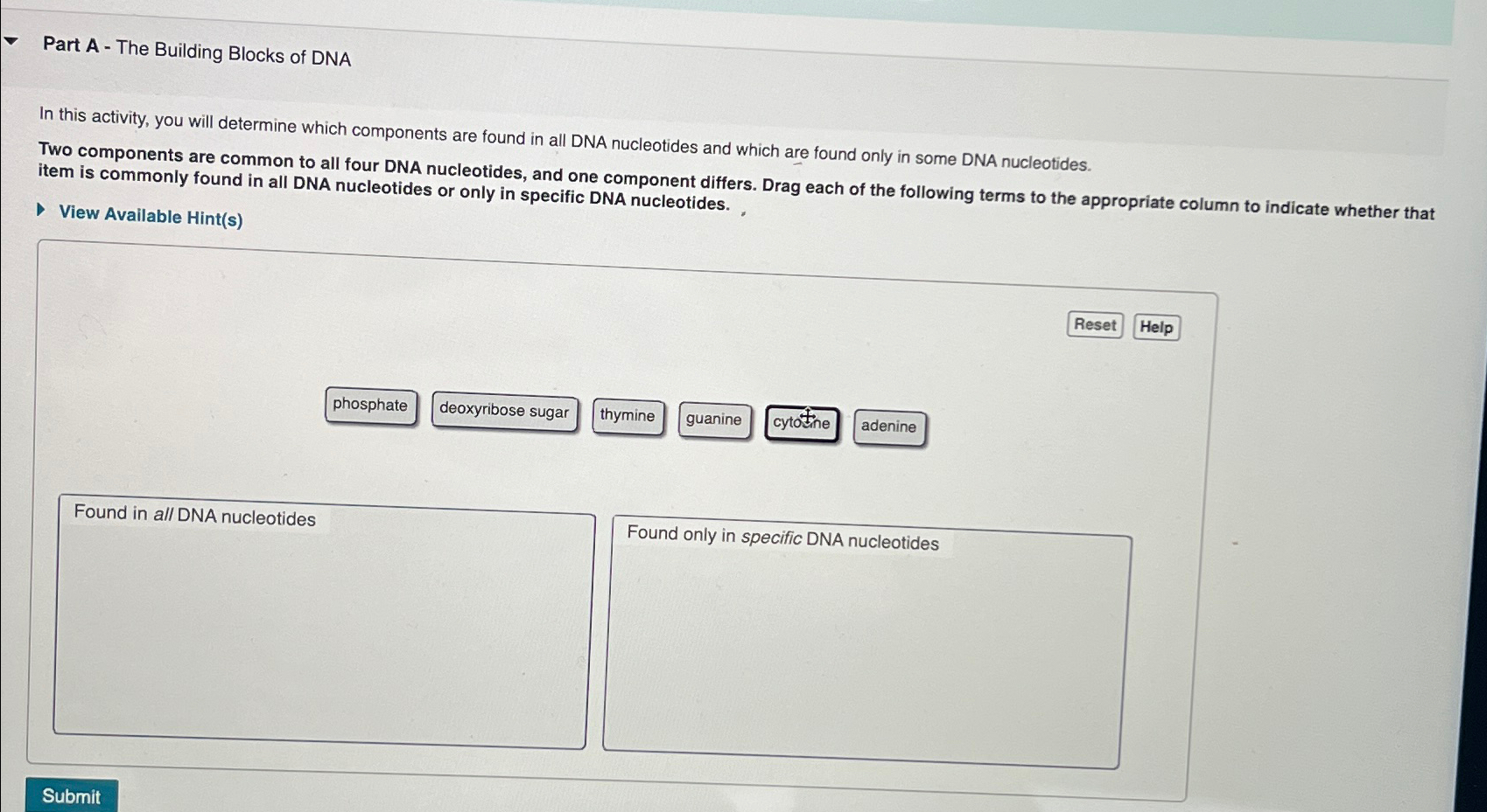 Solved Part A - ﻿The Building Blocks of DNAIn this activity, | Chegg.com