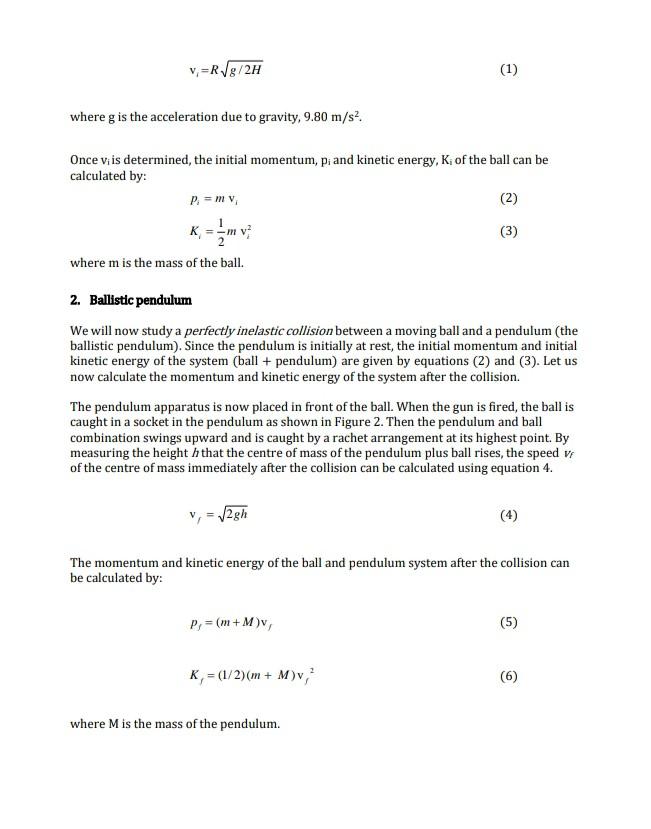 EXP 9: PROJECTILE MOTION AND THE BALLISTIC PENDULUM | Chegg.com