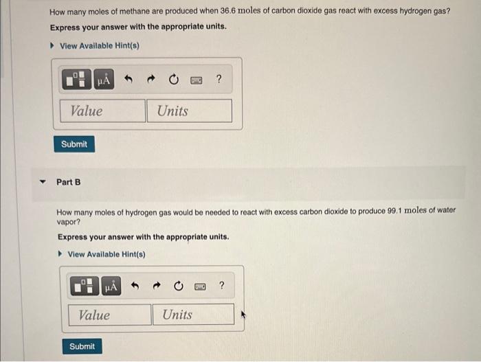 Solved How many moles of methane are produced when 36.6 | Chegg.com