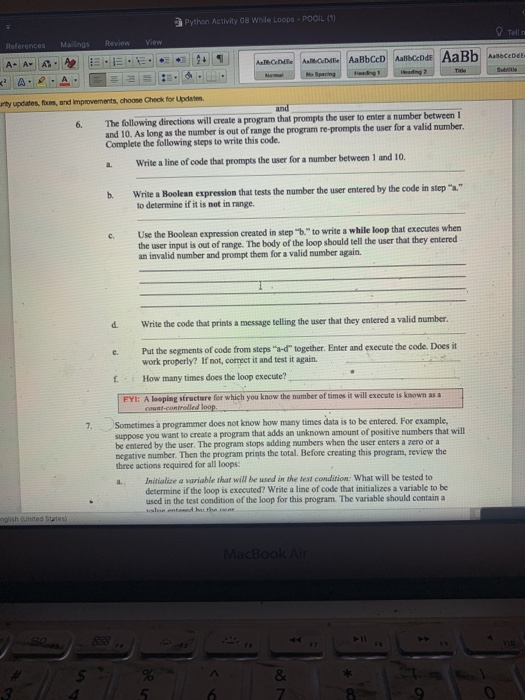 Solved Python Activity 08 While Loops • POGIL (1) References | Chegg.com