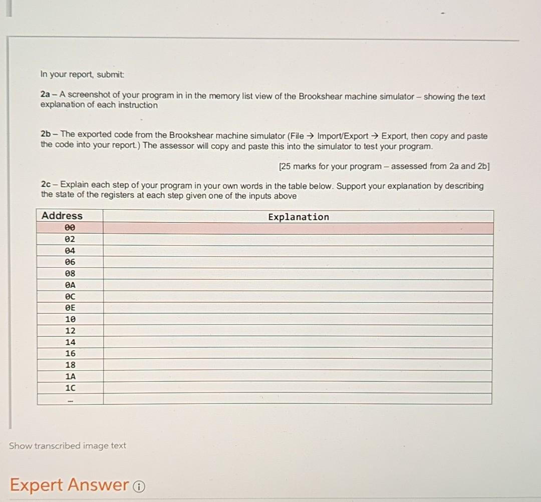 Solved Exercise 2 The Brookshear machine code does not have | Chegg.com