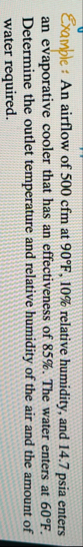 Solved Example: An airflow of 500 ﻿cfm at 90°F,10% ﻿relative | Chegg.com