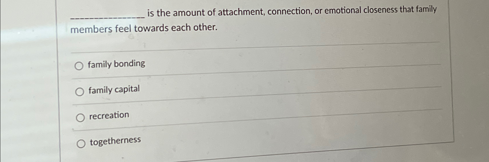 Solved is the amount of attachment, connection, or emotional | Chegg.com