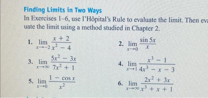 Solved --- Finding Limits in Two Ways In Exercises 1-6, use | Chegg.com