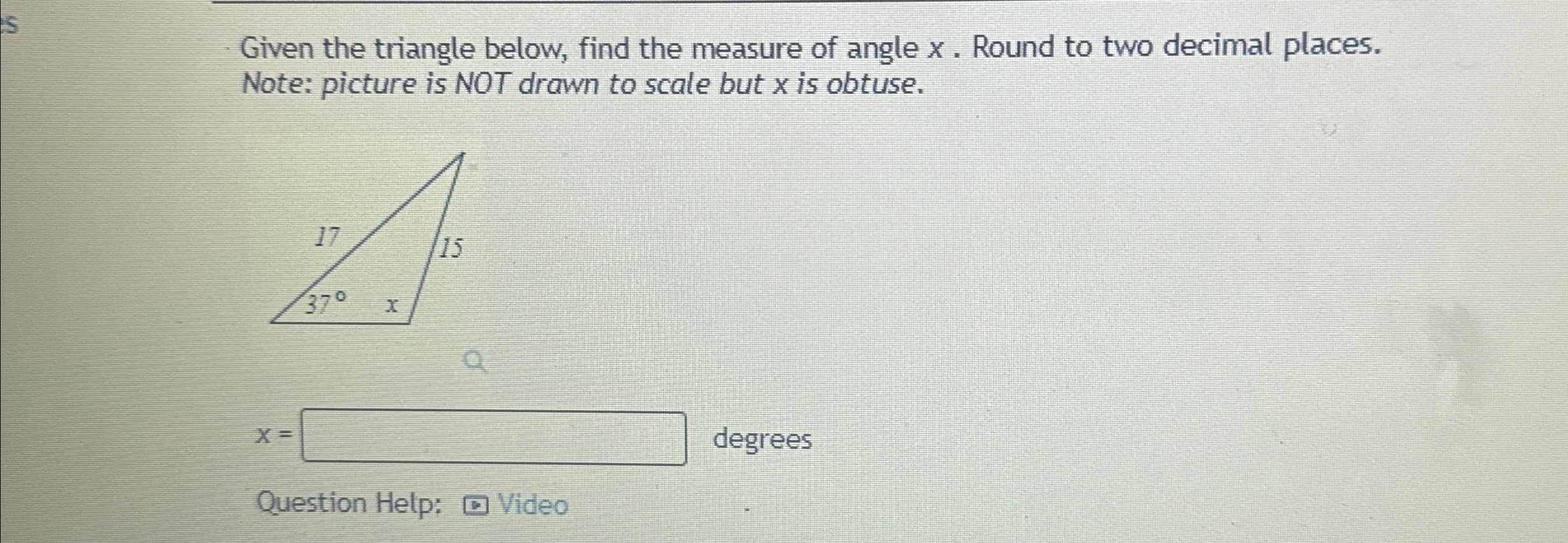 Solved Given the triangle below, find the measure of angle | Chegg.com