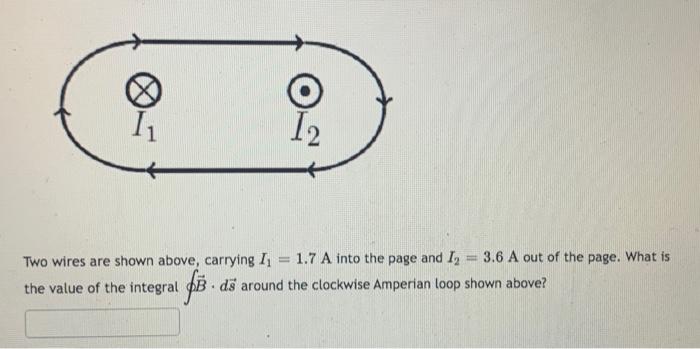 Solved Two wires are shown above, carrying I1=1.7 A into the | Chegg.com