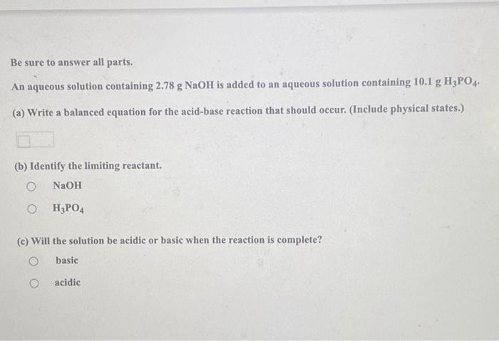 Solved Be sure to answer all parts. An aqueous solution | Chegg.com