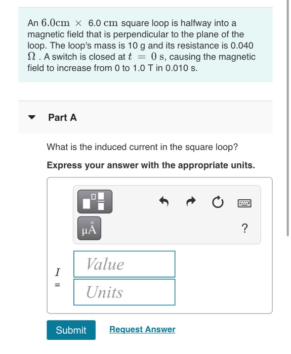 Solved An 6.0cm x 6.0 cm square loop is halfway into a | Chegg.com