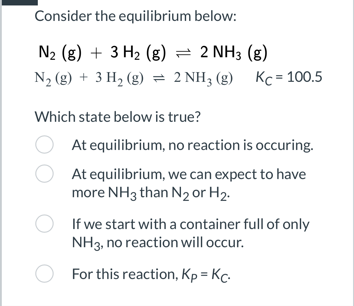 Solved Consider the equilibrium | Chegg.com