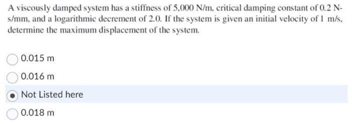 Solved A viscously damped system has a stiffness of 5,000 | Chegg.com
