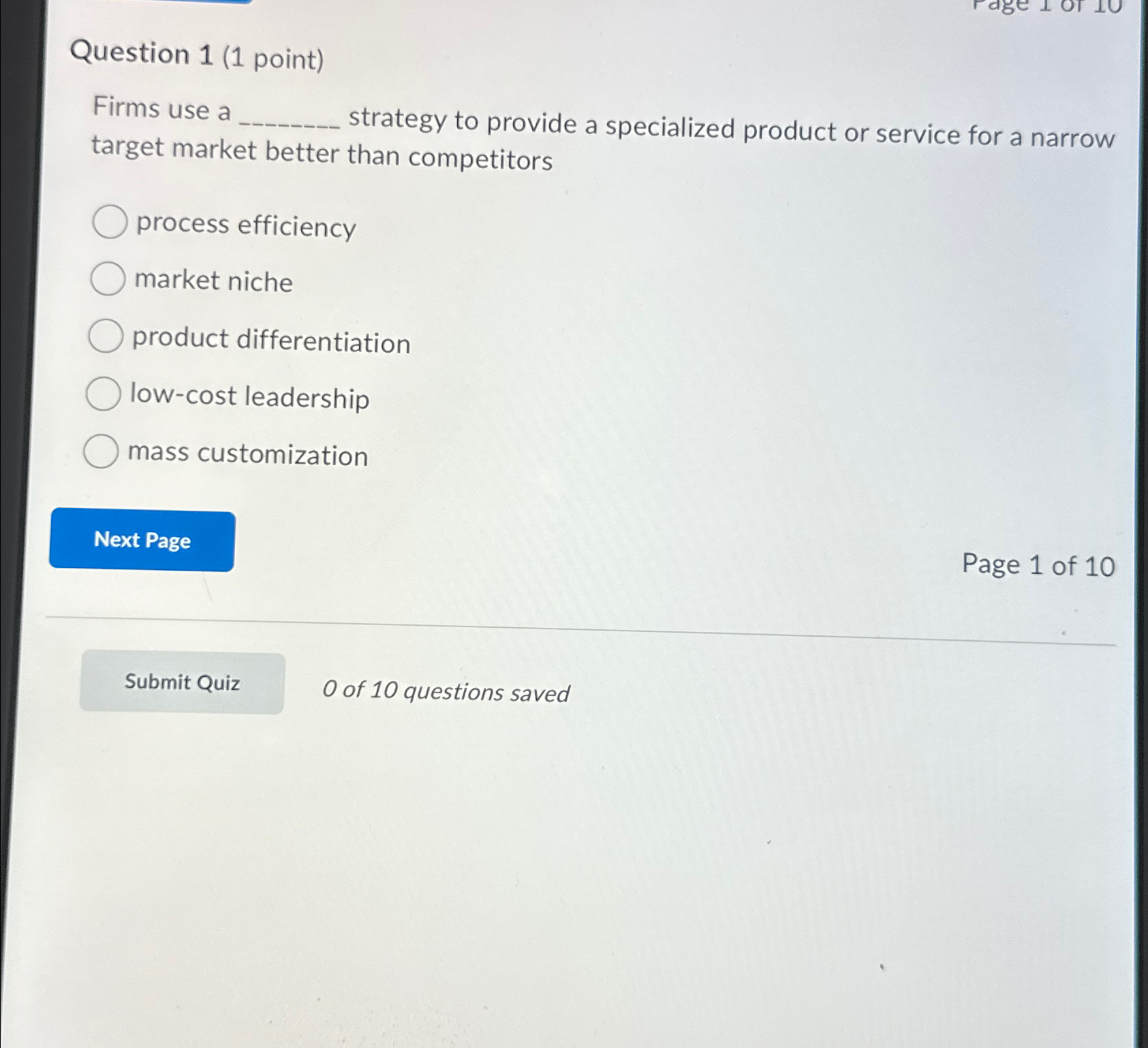 Solved Question 1 (1 ﻿point)Firms use a q, ﻿strategy to | Chegg.com