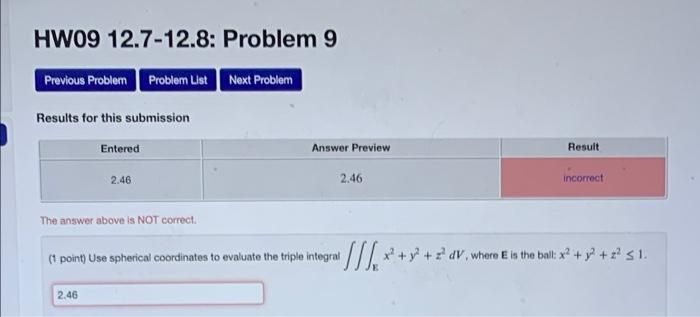 Solved HW09 12.7-12.8: Problem 9 Previous Problem Problem | Chegg.com