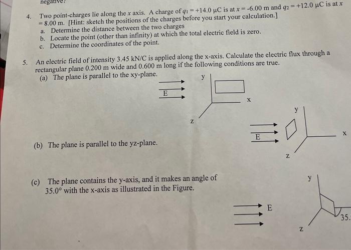 Solved 4. Two point-charges lie along the x axis. A charge | Chegg.com