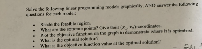Solved Solve the following linear programming models | Chegg.com