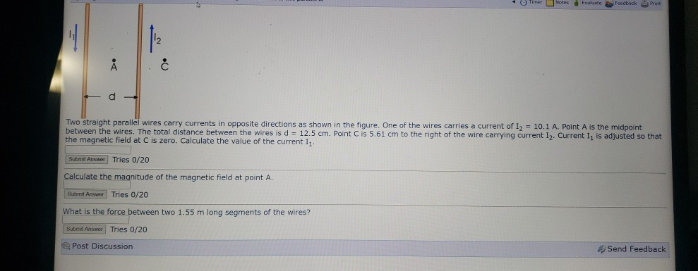 Solved vakte Teedback Å Two straight parallel wires carry | Chegg.com