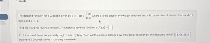Solved The demand function for a widget is given by | Chegg.com