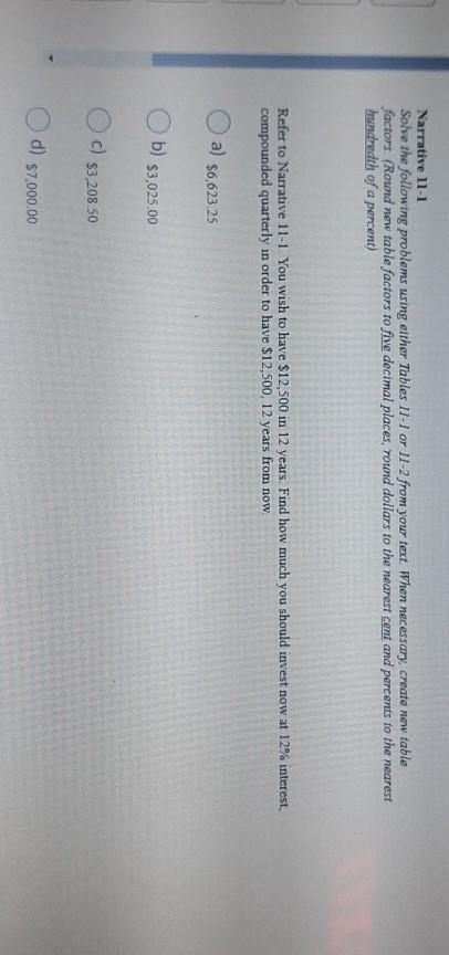 Solved Narrative 11-1 Solve the following problems using | Chegg.com