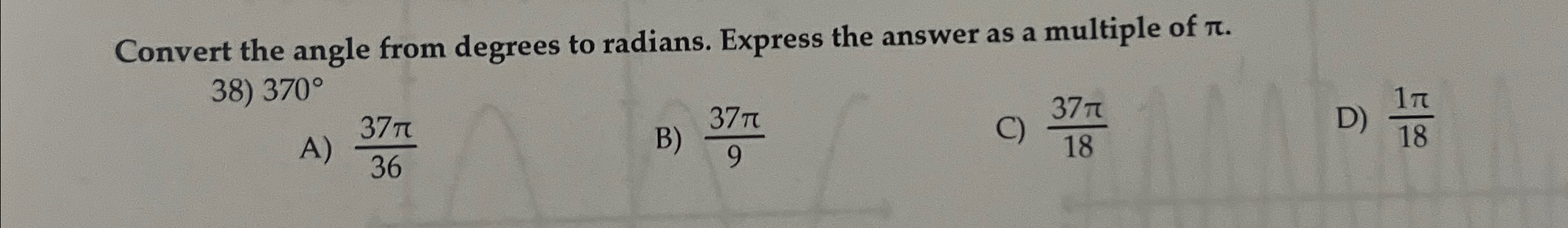Solved Convert the angle from degrees to radians. Express | Chegg.com