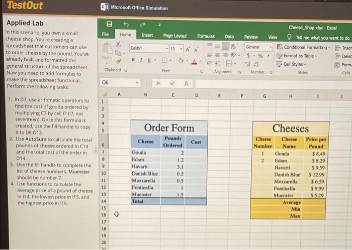 TestOut Microsoft Office Simulation B File Home | Chegg.com