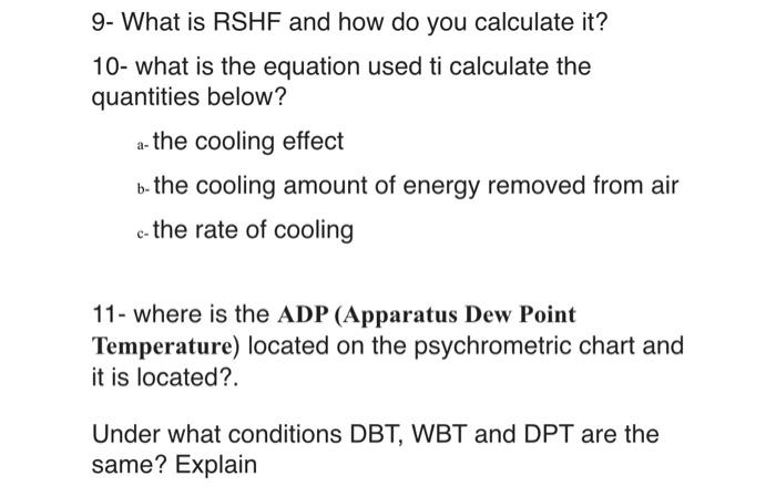 Solved 9- What is RSHF and how do you calculate it? 10- what | Chegg.com